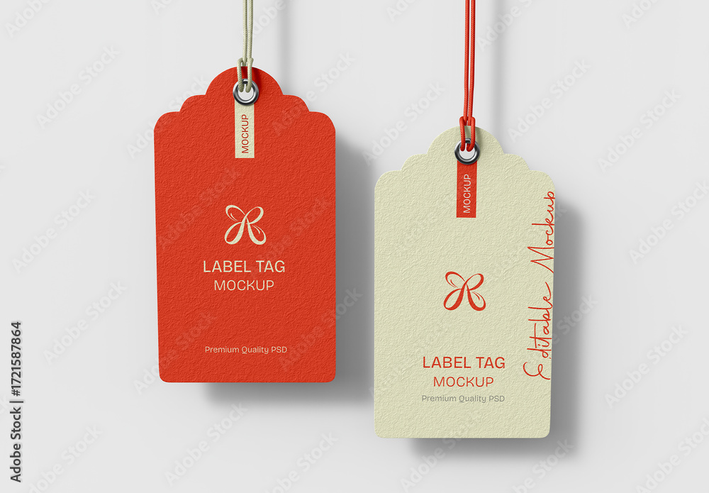 Editable Premium Label Tag Mockup PSD with Hang Tags Stock Template ...
