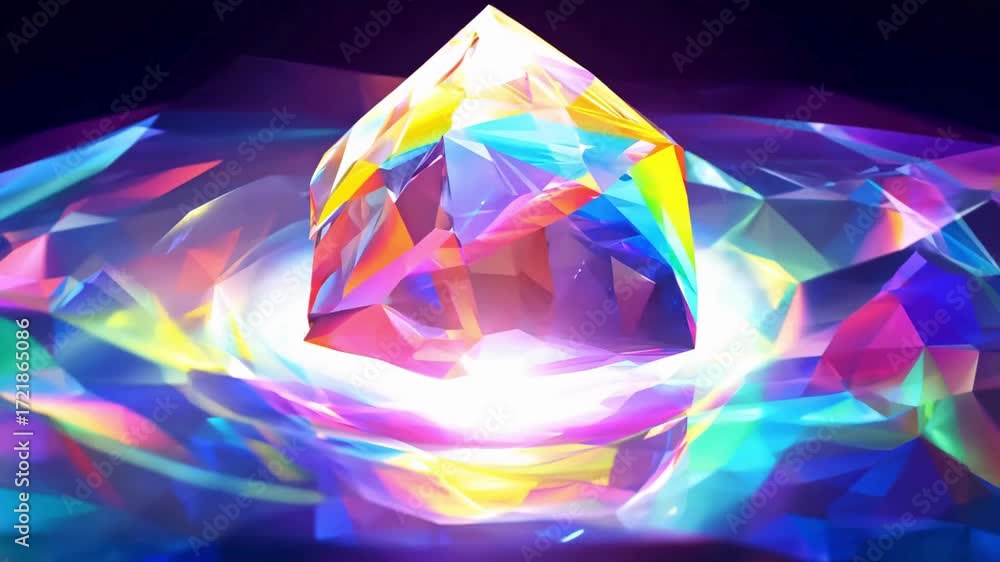 Brilliant 3D Crystal Rotating on a Surface: A Luxury & Fantasy Video of ...