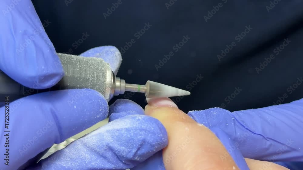 nail master applying gel polish, step by step guide.manicurist is using ...