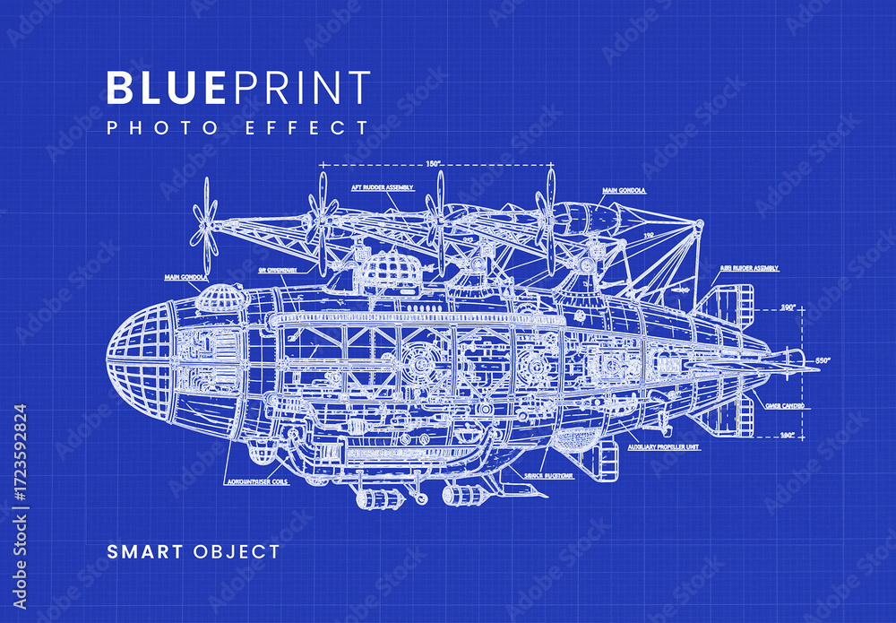 Architectural Blueprint Sketch Photo Effect Stock Template | Adobe Stock