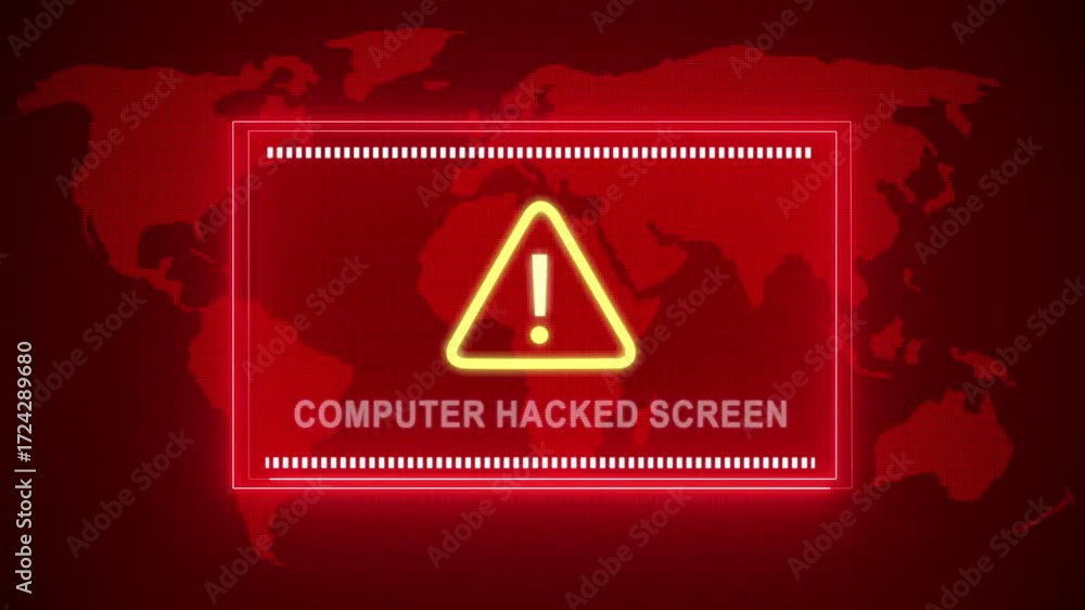 Computer hacked screen warning. Cybersecurity defense and system ...