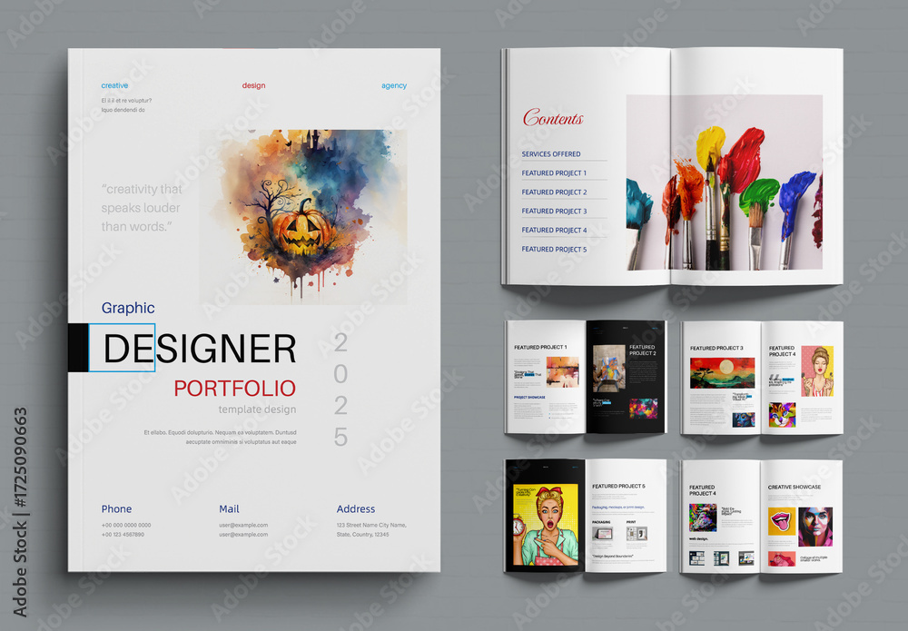 Modern Minimal Graphic Design Portfolio Layout Stock Template | Adobe Stock