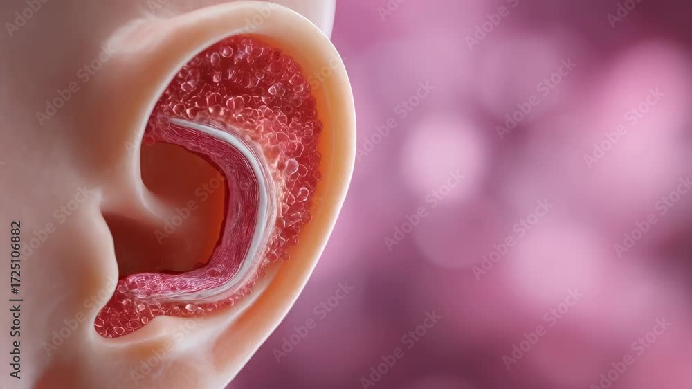 Digital medical illustration for audiology education, visual checklist ...