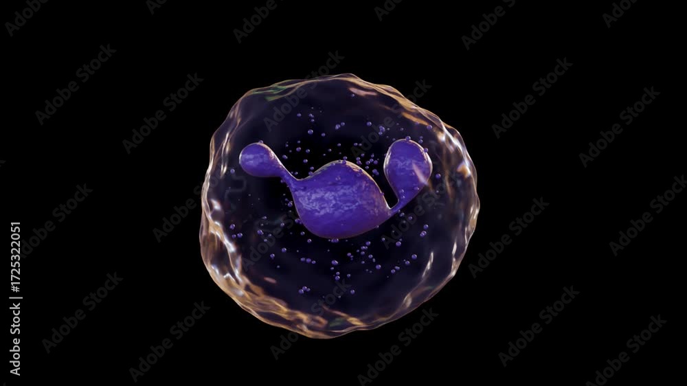 3D animated model of a neutrophil , the most abundant type of white ...