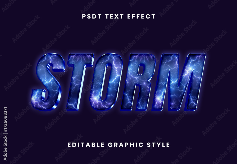 Blue Storm Text Effect Lighting Bold 3D Font Stock Template | Adobe Stock