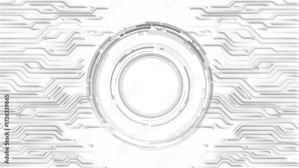 Futuristic HUD animation abstract digital circuit elements central ...