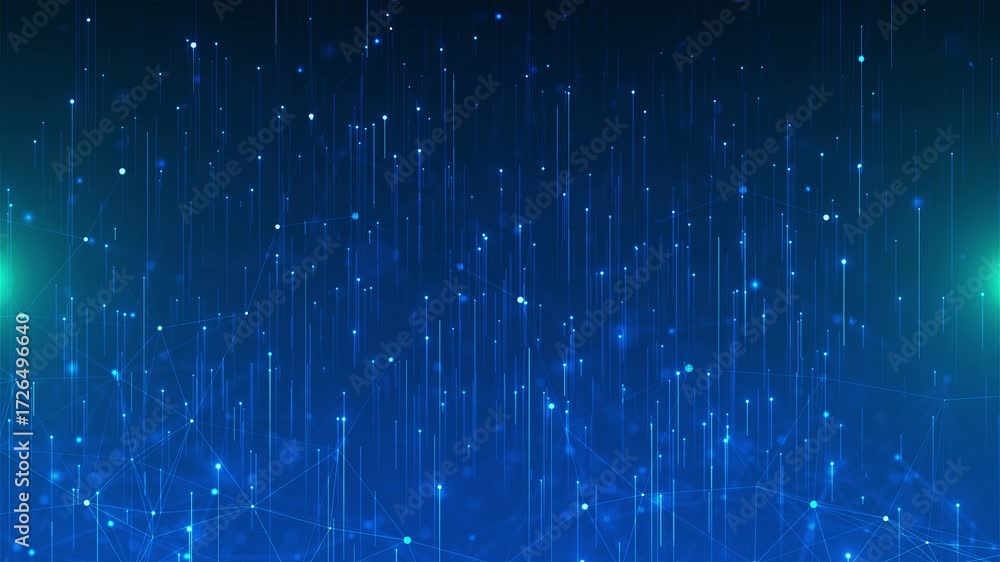 Animation of glowing plexus network vertical streams of rising light ...