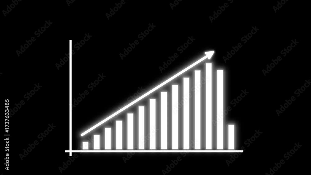 Infographic growth 2D object animation. Increase sales in business flat ...