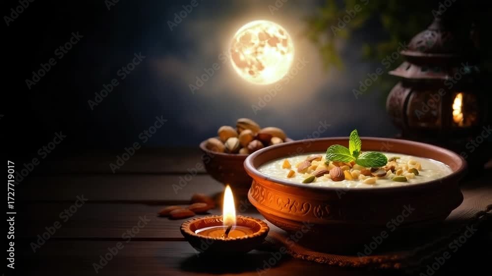 Full moon celebration, kheer offering with diya, Sharad Purnima night ...
