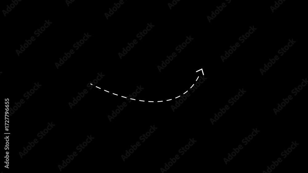 Wavy up arrow direction icon with dotted line animation. Black ...