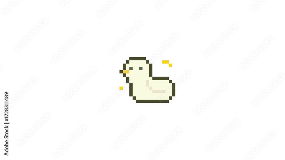 8-bit pixel art duckling evolves into a mother duck like a game. looped ...