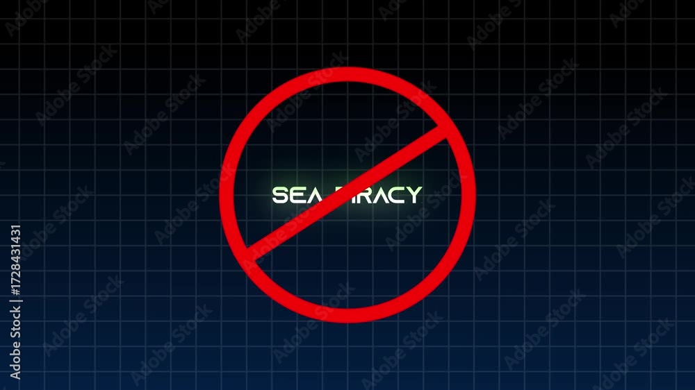 Sea Piracy Red Alert Animation — Simple Motion Graphic Showing Ocean ...