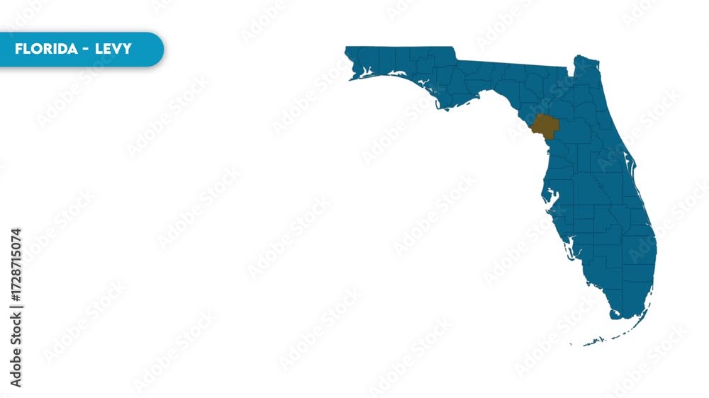 Levy Map Video, Florida map, Political Map of Florida, national flag ...