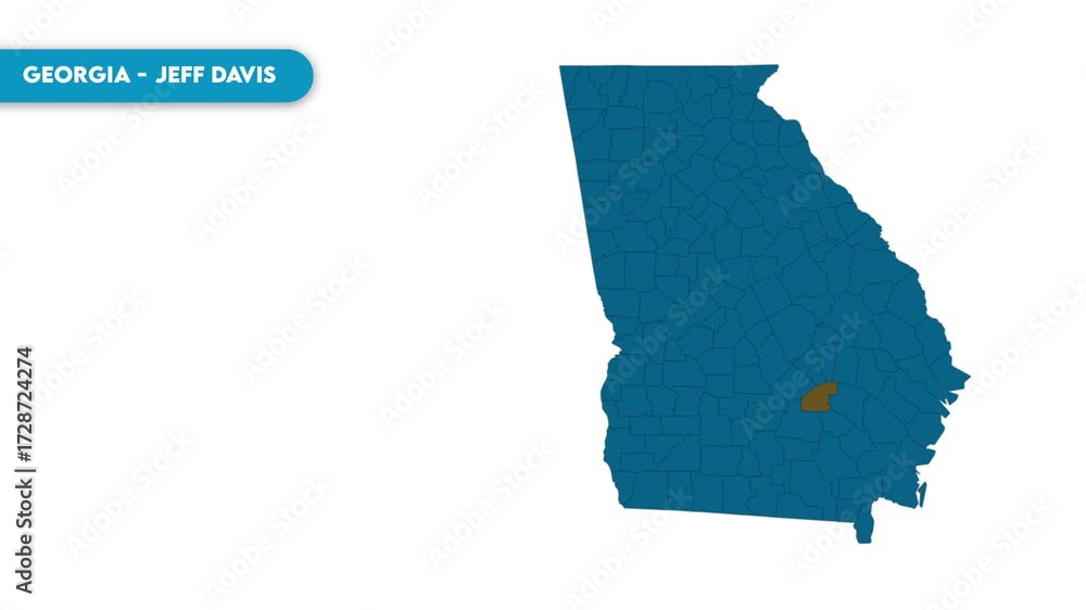 Jeff Davis Map Video, Georgia map, Political Map of Georgia, national ...