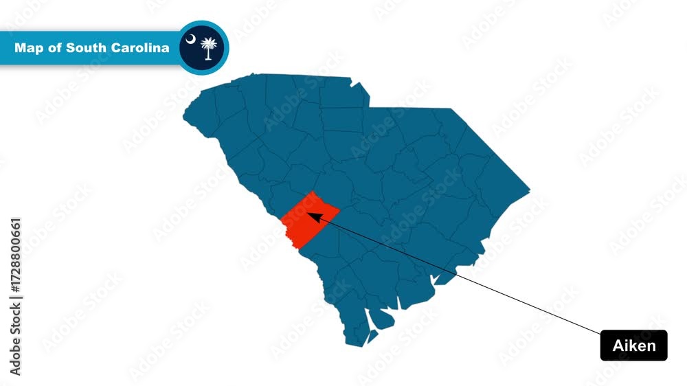 Aiken Map Video, South Carolina map, Political Map of South Carolina ...