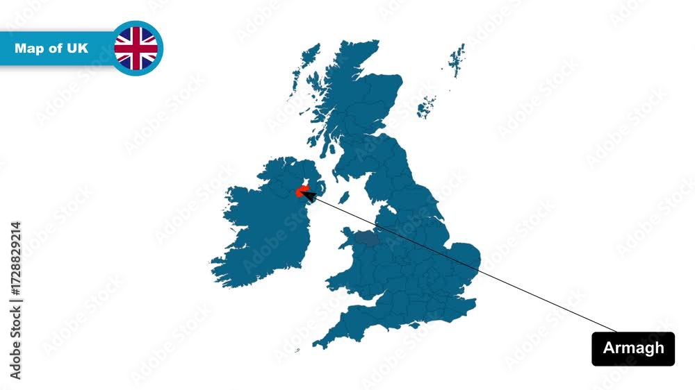 Armagh Map Video, UK map, Political Map of United Kingdom, with all ...