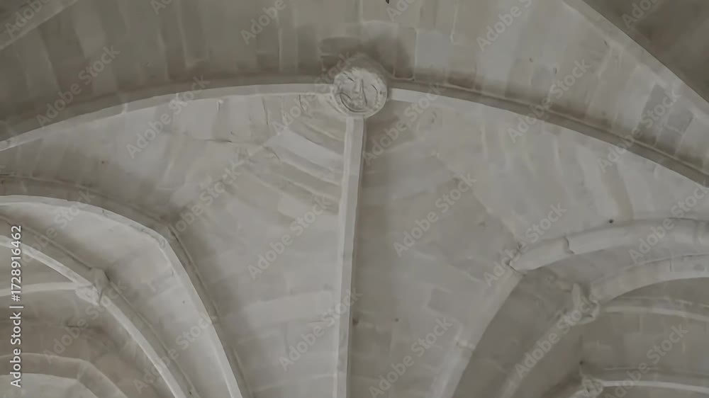Majestic Stone Vaulted Ceiling with Ornate Central Keystone in Historic ...