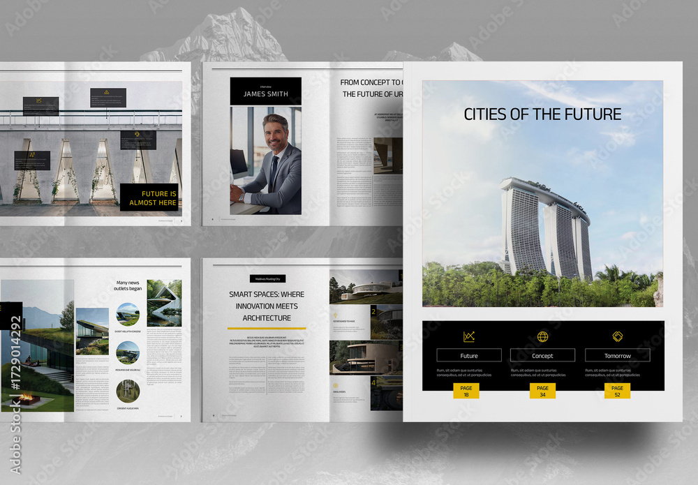 Architecture Smart City Portfolio Brochure Layout Stock Template ...