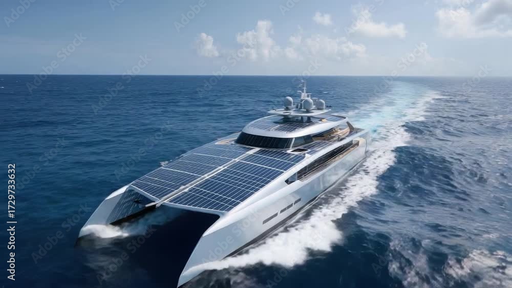Solar-Powered Luxury Yacht: A sleek and modern yacht harnesses the ...