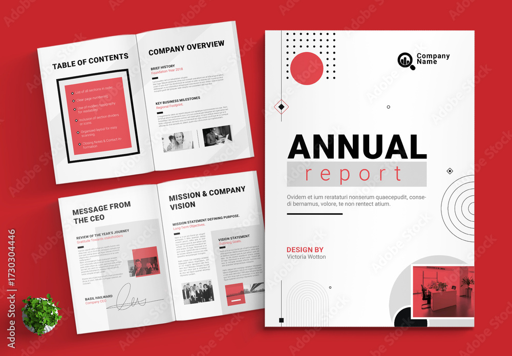 Company Annual Report Template Layout Stock Template Adobe Stock
