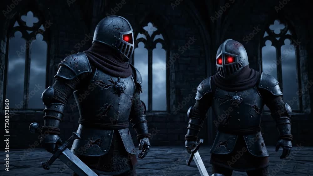 Armored Knights with Glowing Eyes - This video shows two medieval ...