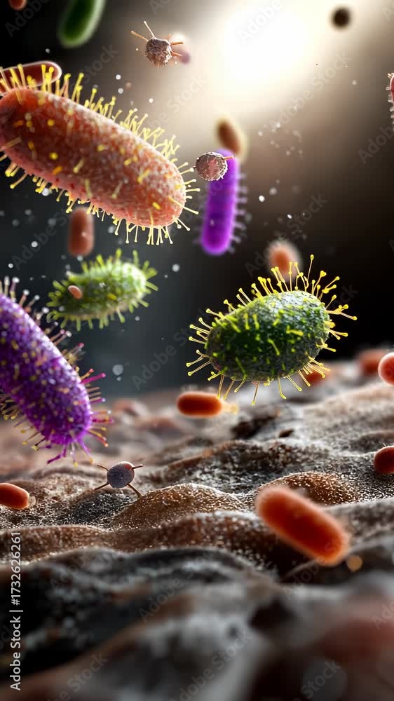 Vidéo Stock Microbiota structure profile: visual colony, bacterial ...