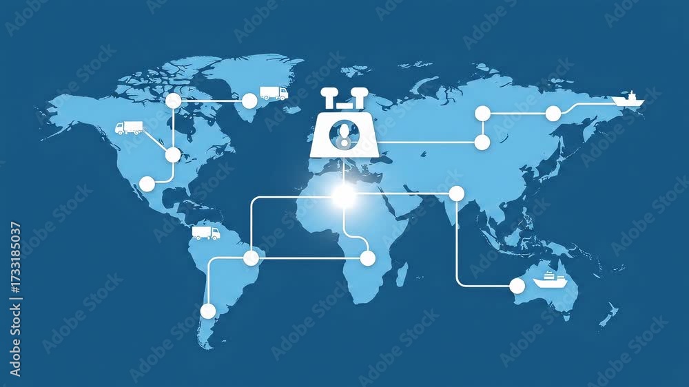 Supply Chain Map Animation: Nodes Appear, Routes Draw, Truck and Ship ...