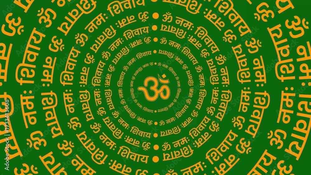 Animated Om Namah Shivaya Mantra with Rotating Sanskrit Script on Green ...