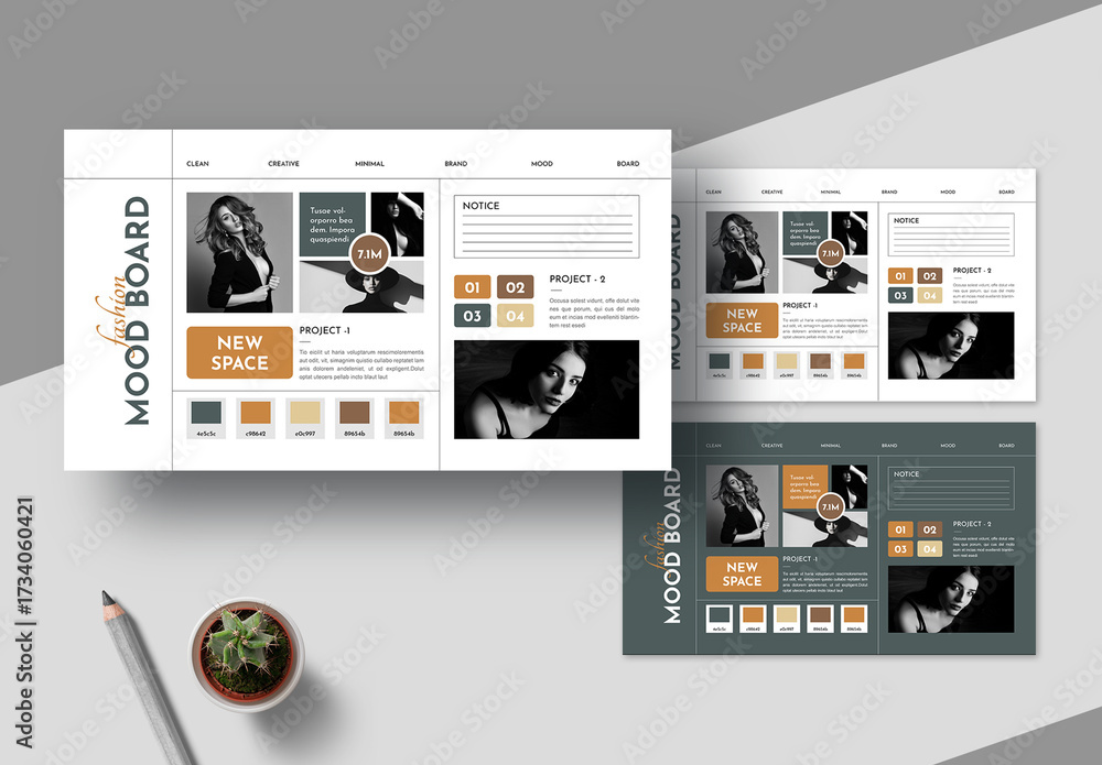 Clean And minimal Fashion Mood Board Layout Stock Template | Adobe Stock