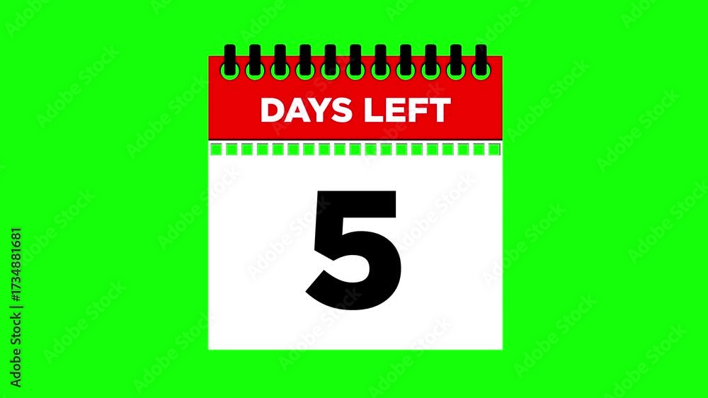 5 days left, calendar torn page flipping 2D animation, motion graphics ...