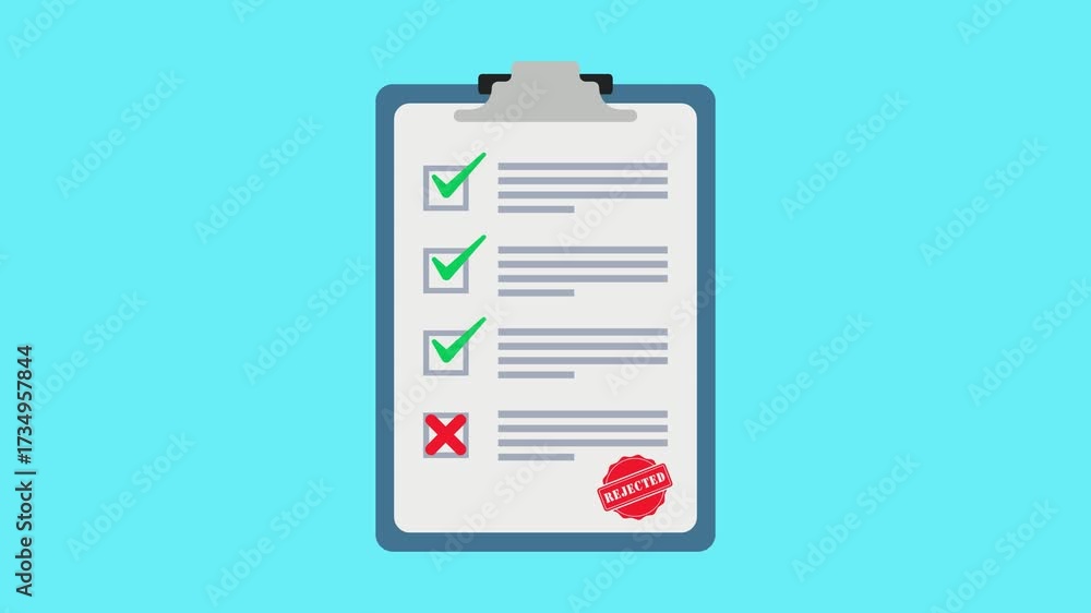 Clipboard with checklist paper showing green check marks and red cross ...