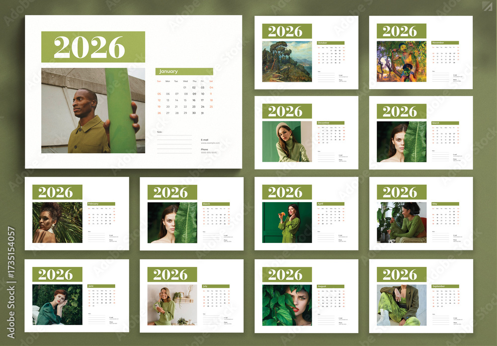 Wall Calendar Template 2026 Stock Template | Adobe Stock