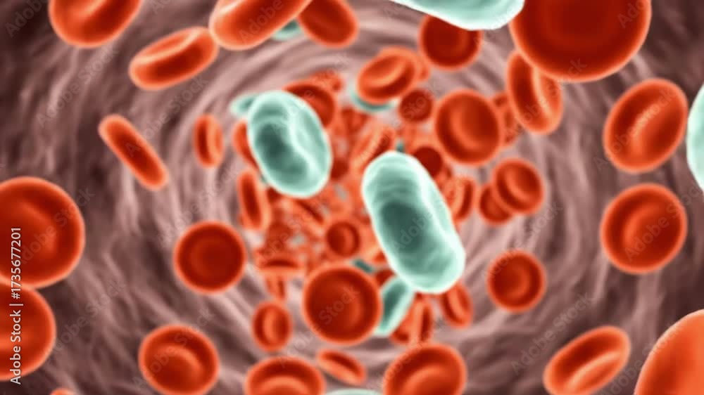 Dynamic flow of red blood cells and platelets in human artery animation ...
