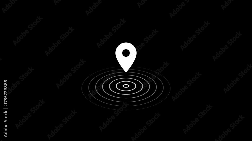 location icon with radio wave animation. Navigation, pointer, location ...