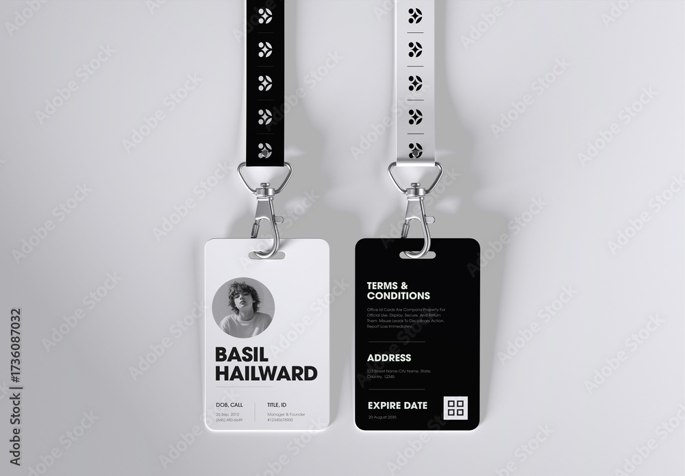 Minimalist Monochromatic Corporate ID Card Design Stock Template ...