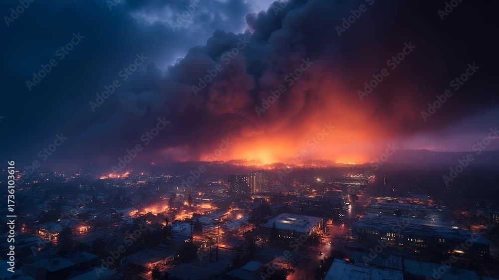 City under fire threat as smoke rises high. Disaster expands with flame ...