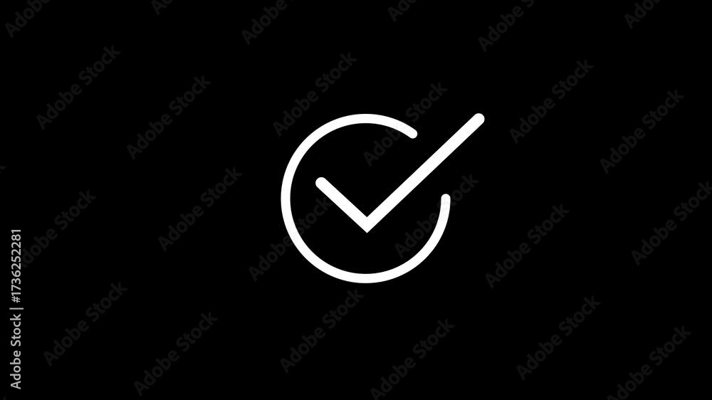 White check mark icon animation. Animated check mark symbol showing ...