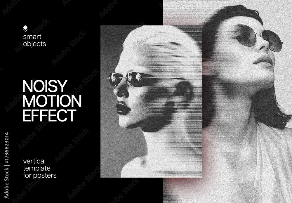 Noisy Motion Poster Photo Effect Mockup Stock Template | Adobe Stock