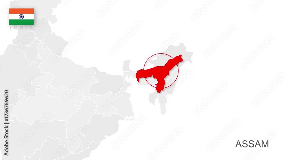 Assam, India Animated Political Map | Professional State Geography ...