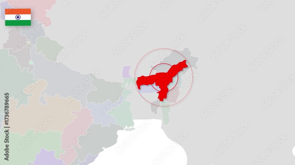Assam, India Animated Political Map | Professional State Geography ...