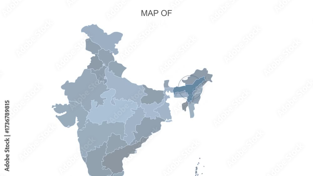 Assam, India Animated Political Map | Professional State Geography ...