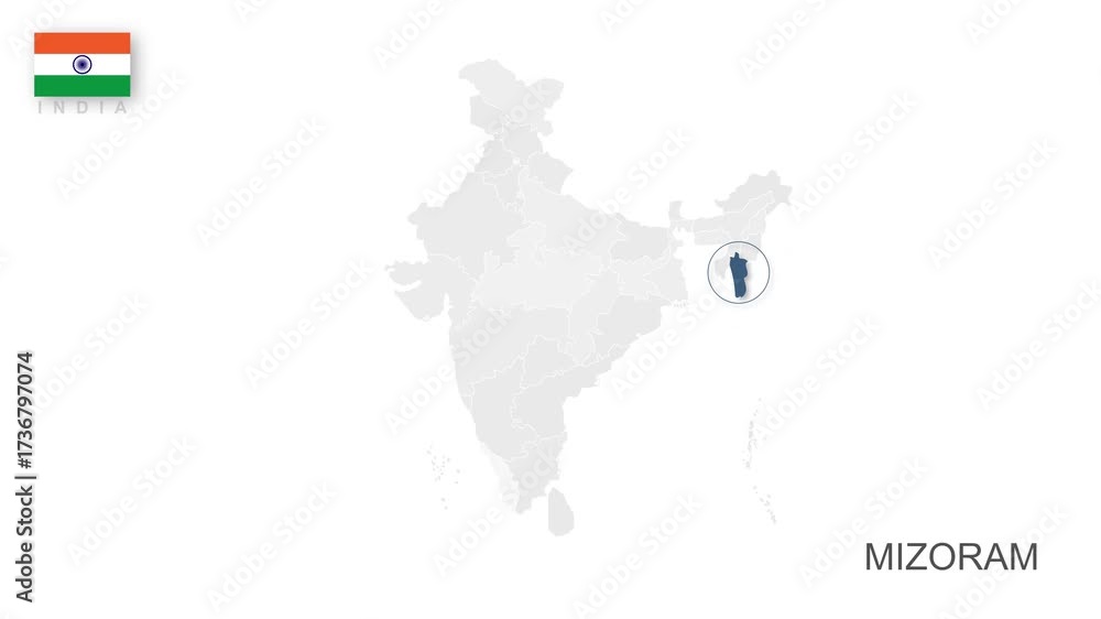 Mizoram, India Animated Political Map | Professional State Geography ...