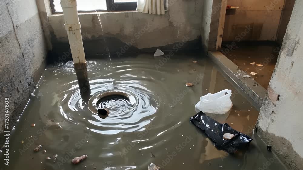 Water Damage and Flooding in Basement Area Caused by Sewer Backflow ...