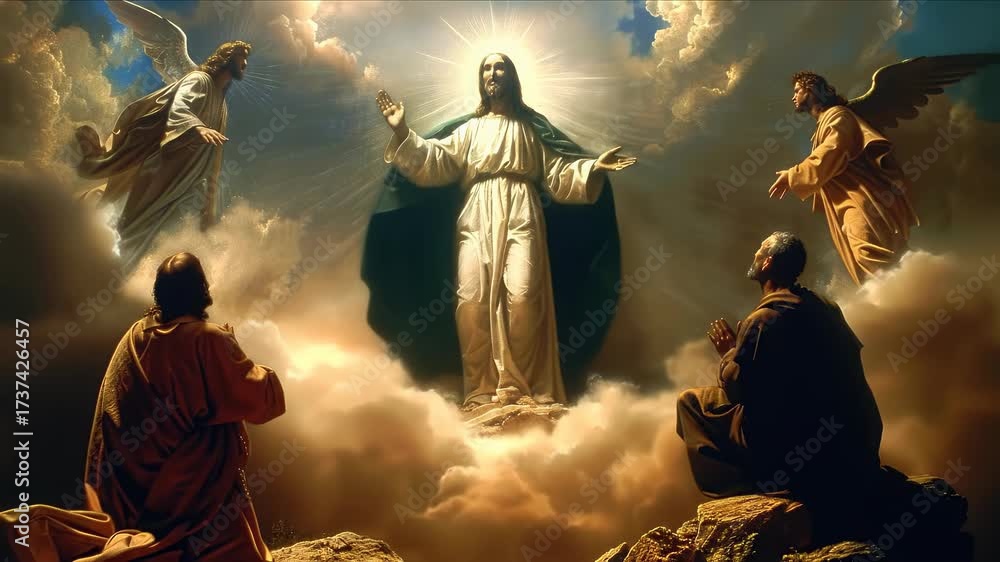 A divine video shows the transfiguration of Jesus, accompanied by ...
