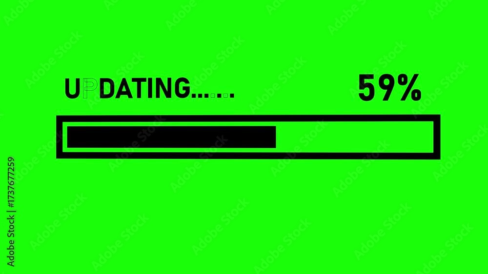 Green Screen Software Update Progress Bar at 0 to 100 Percent with Text ...