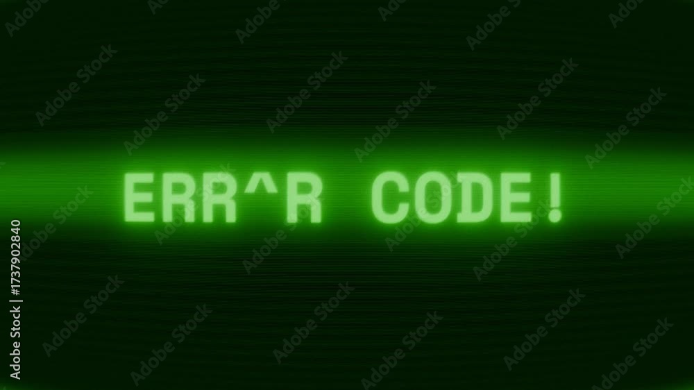 Old green CRT screen showing text ERROR CODE! appearing in random ...