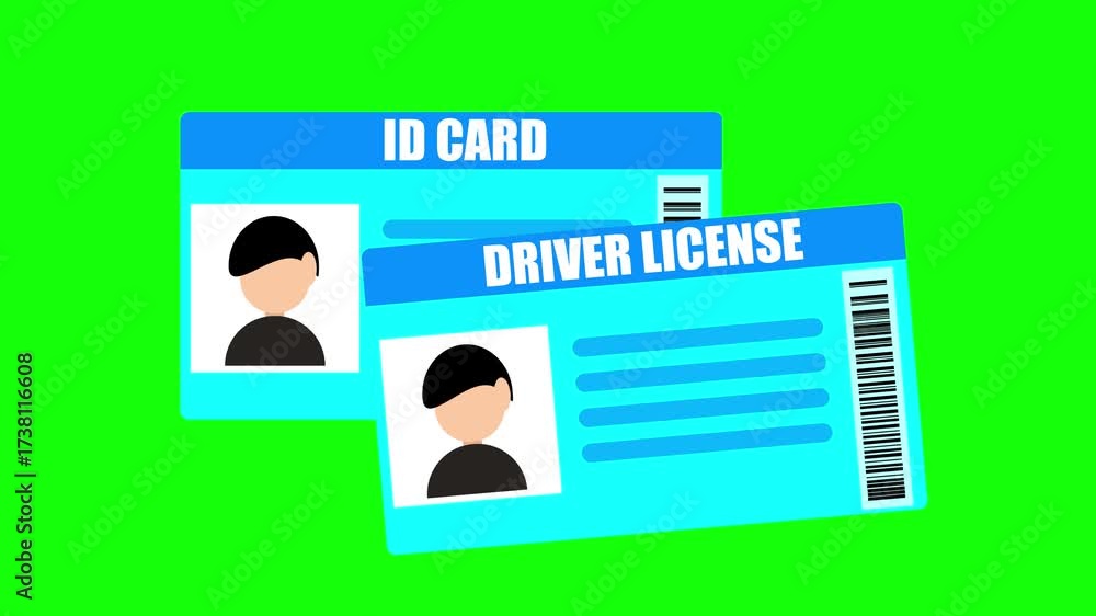 Animation Driver License Identification Card Icon Profile ID Card on ...