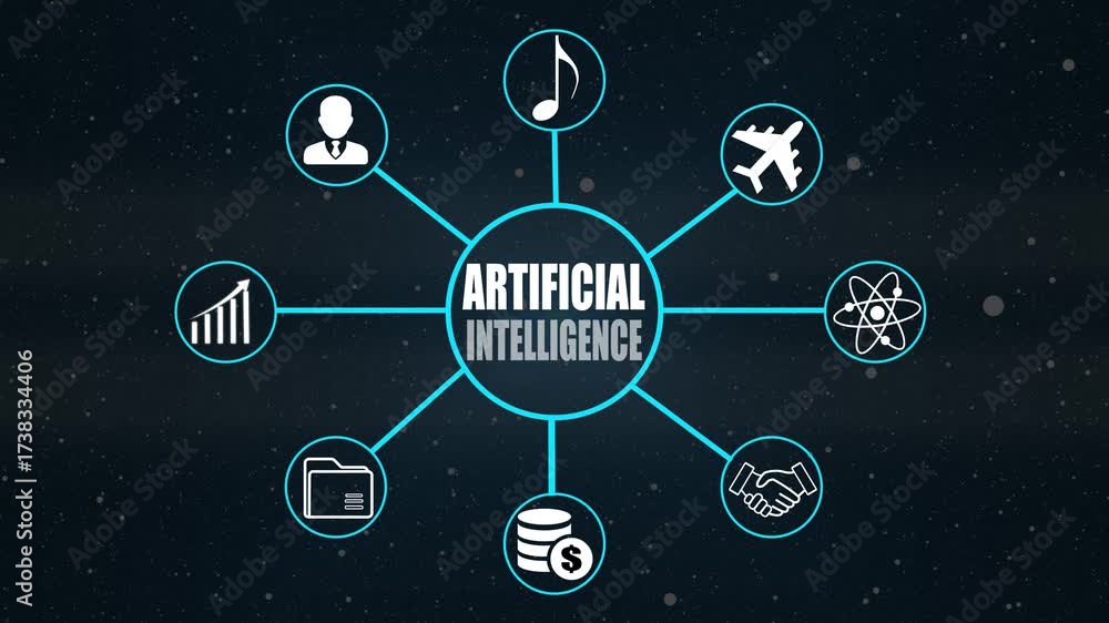 Artificial Intelligence Concept Diagram with Icons and Starry ...
