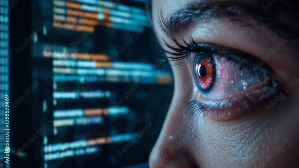 Video „A human eye with a futuristic vision system observes source ...