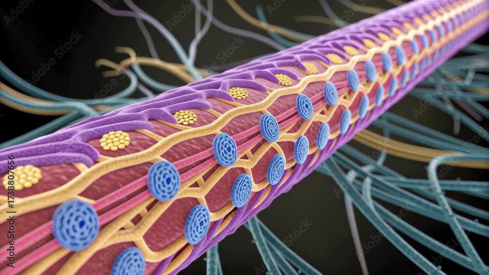 Colorful Nerve Fiber Axon Neuron Synapse Biology Science Medical ...